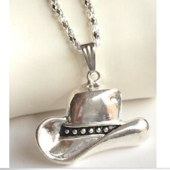 Jewelry | Silver Cowgirl Hat Necklace Cowboy Country Western | Poshmark